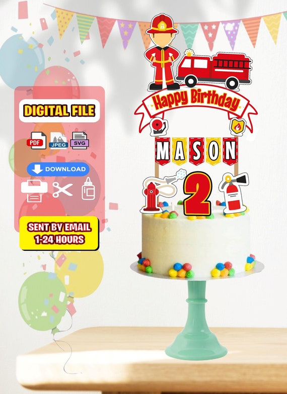 Fire Truck Cake Topper Fire Truck Topper Fire Engine Cake | Etsy