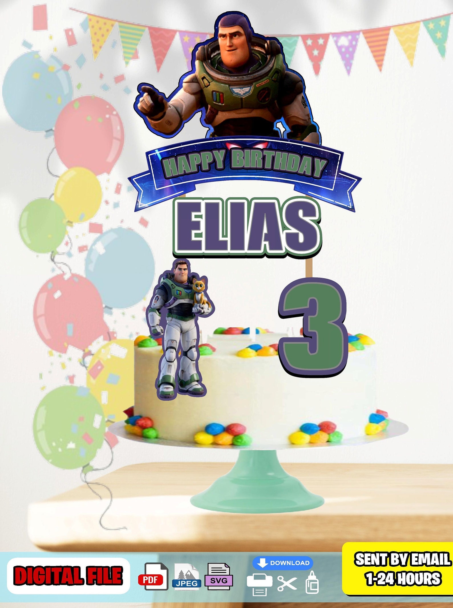 Buzz Lightyear Cake Topper Buzz Lightyear Birthday Topper - Etsy