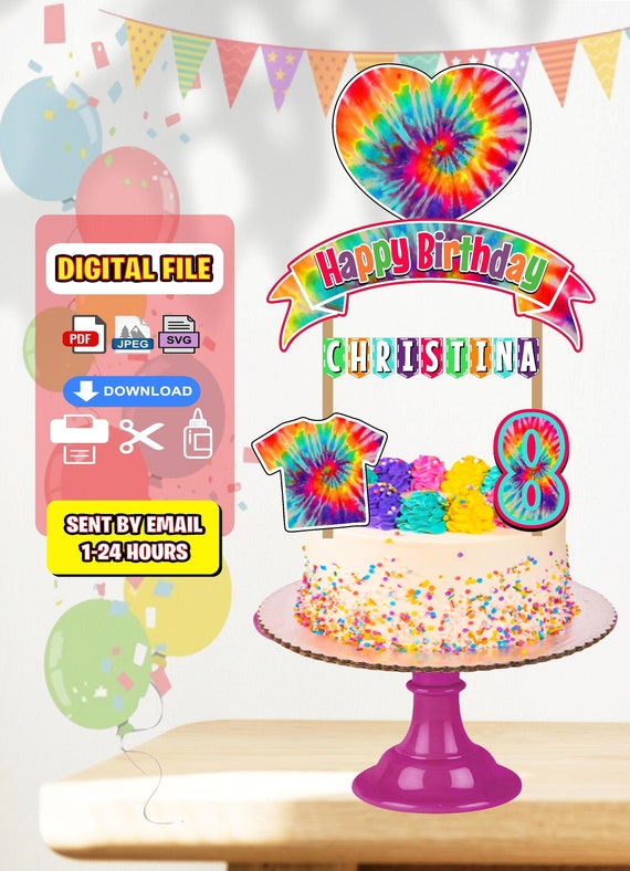 Tie Dye Cake Topper Tie Dye Birthday Tie Dye Party Tie Dye - Etsy
