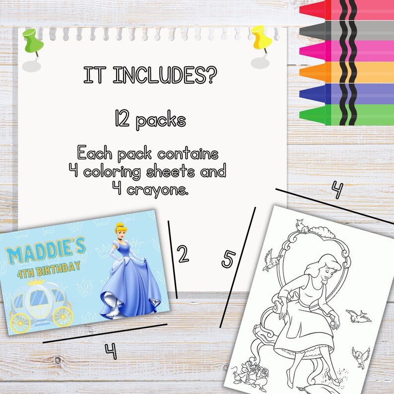 Cinderella Mini Coloring Pages and Crayons Cinderella - Etsy