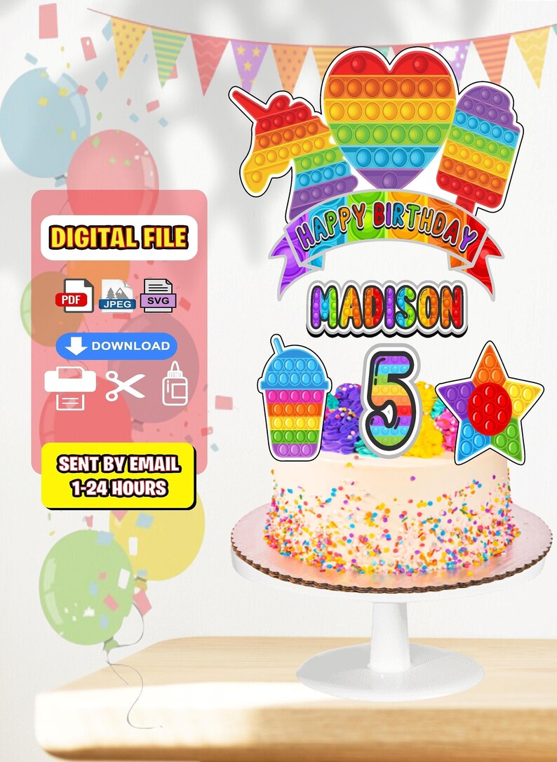 Pop It Cake Topper Pop It Fidget Toy Topper Pop It Birthday - Etsy