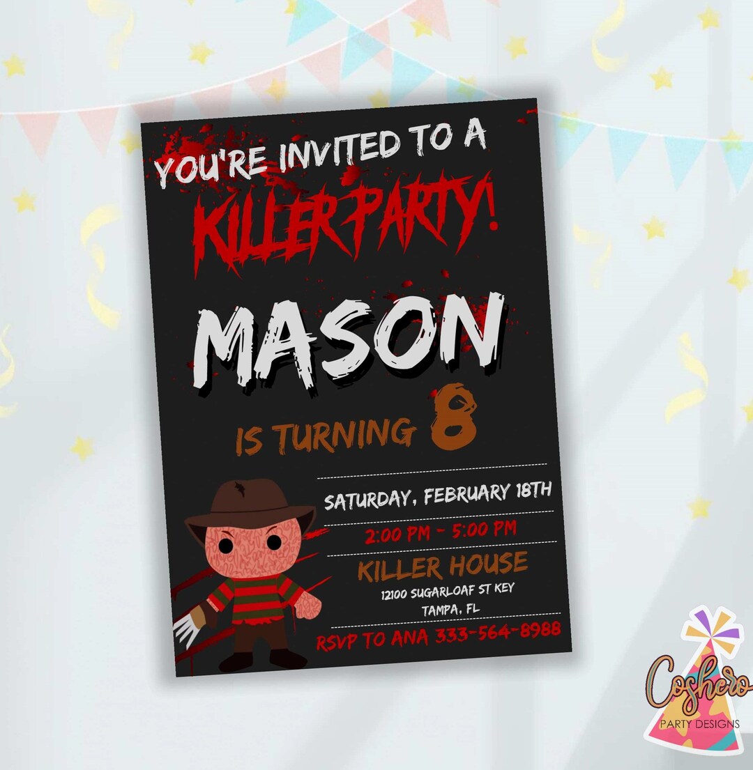 Horror Birthday Invitation, Killer Party Invitation, Killer Party ...