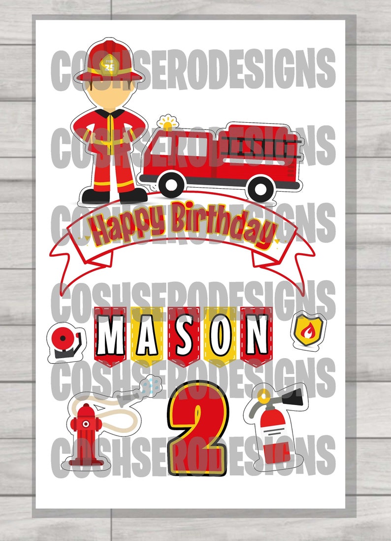 Fire Truck Cake Topper Fire Truck Topper Fire Engine Cake | Etsy