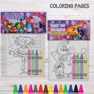 Inside Out Mini Coloring Pages and Crayons, Inside Out Birthday Party ...