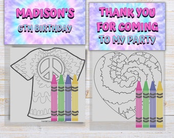 Mini Coloring Pages and Crayons, Birthday Party Favors, Party Supplies ...