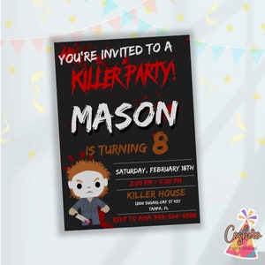 Horror Birthday Invitation, Killer Party Invitation, Killer Party ...