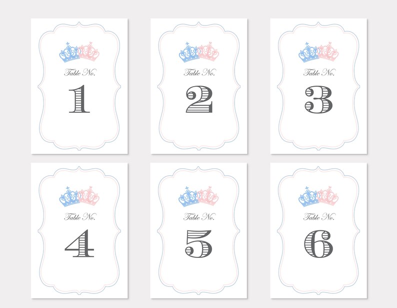 DIY Printable Crown Baby Shower Table Numbers Digital File - Etsy