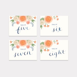 DIY Printable Watercolor and Calligraphy Table Numbers - Digital File ...