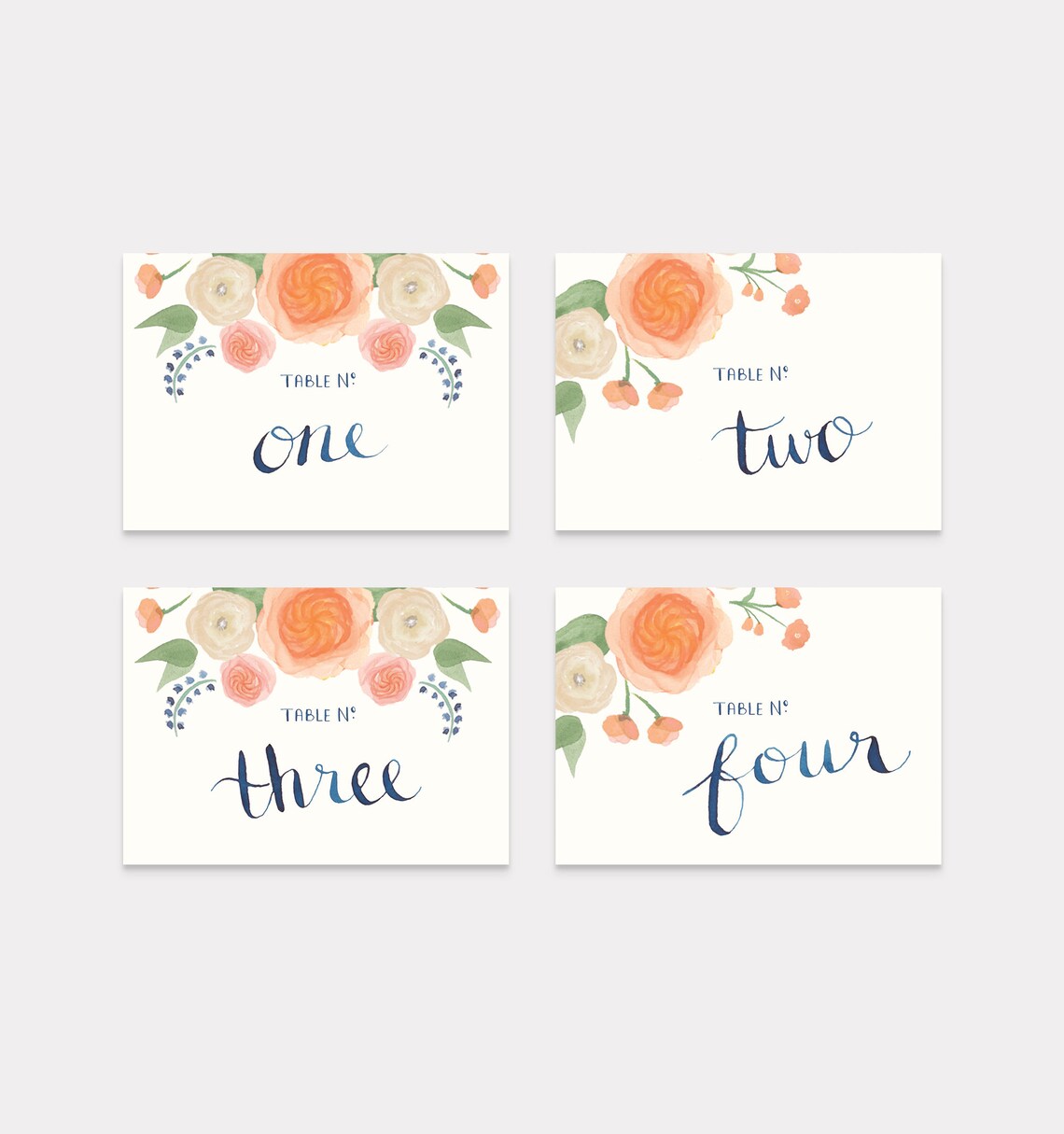 DIY Printable Watercolor and Calligraphy Table Numbers - Digital File ...