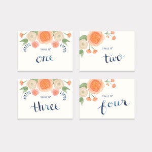 DIY Printable Watercolor and Calligraphy Table Numbers - Digital File ...