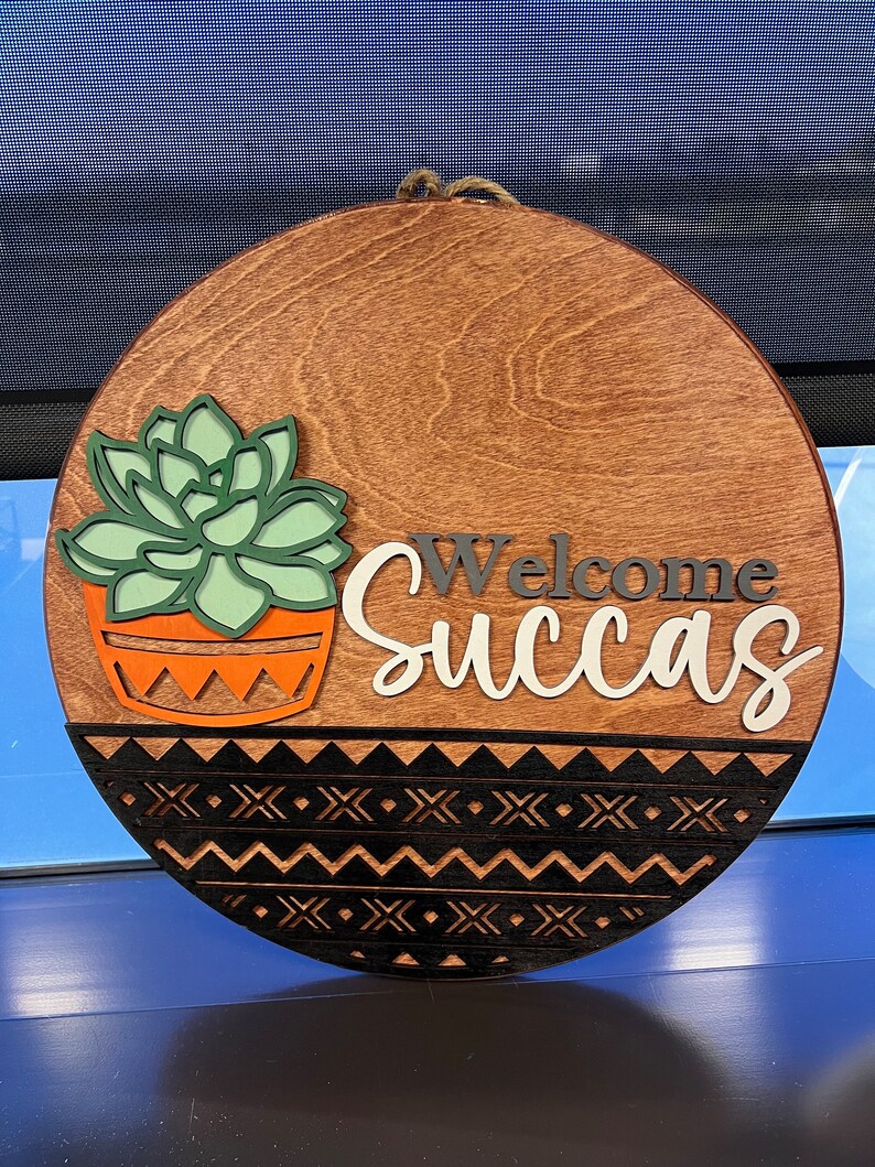Welcome Succas Succulent Door Sign - Etsy