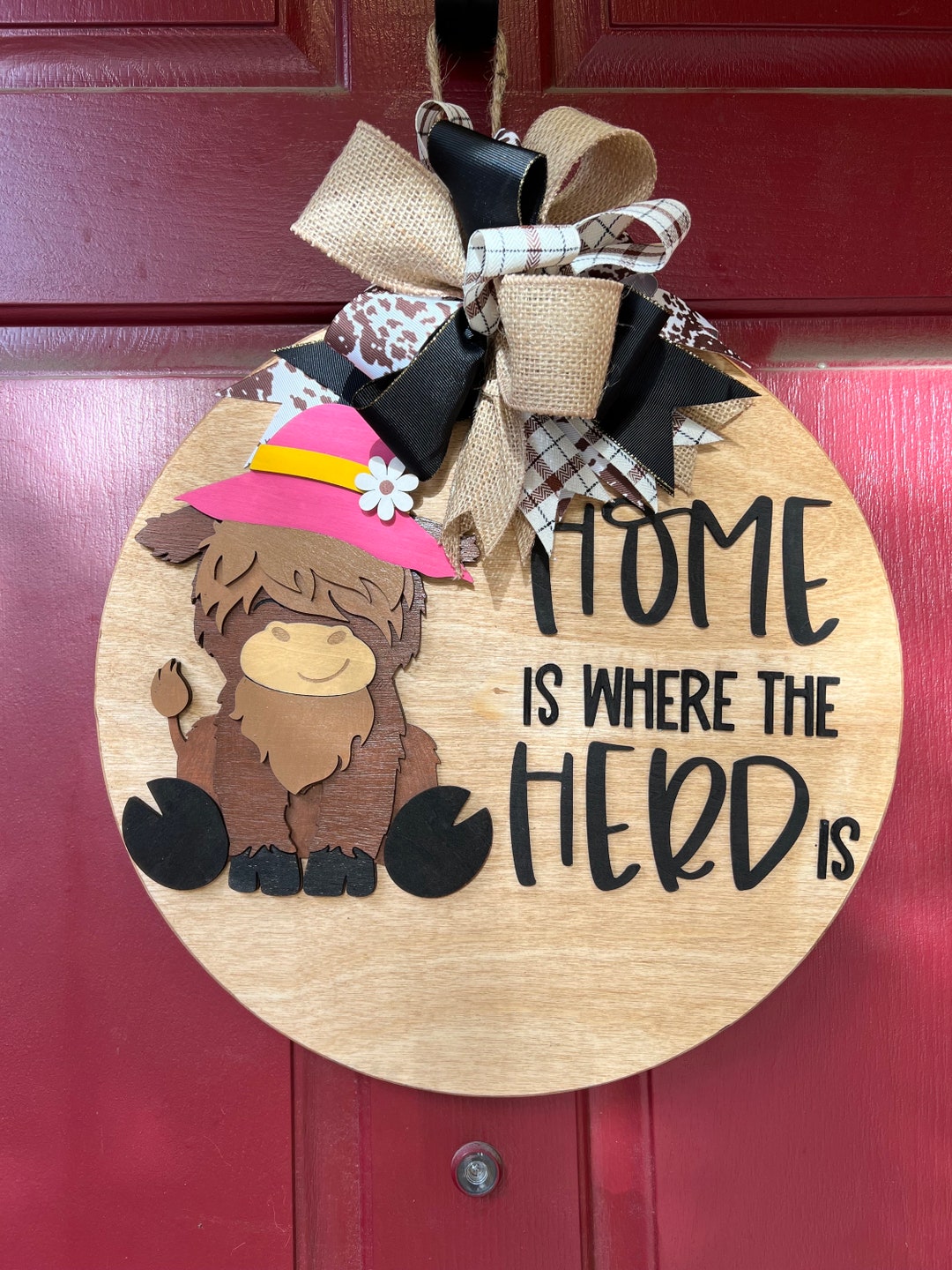 Highland Cow Welcome Interchangeable Sign - Etsy