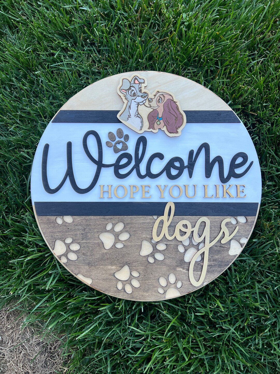 Welcome Hope You Like Dogs Lady and Tramp Sign - Etsy