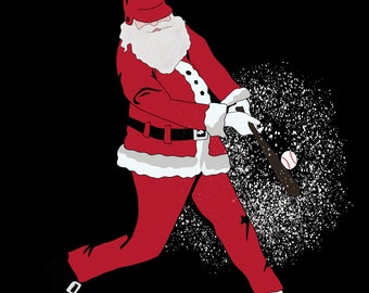 Santa Hitting Baseball Png - Etsy