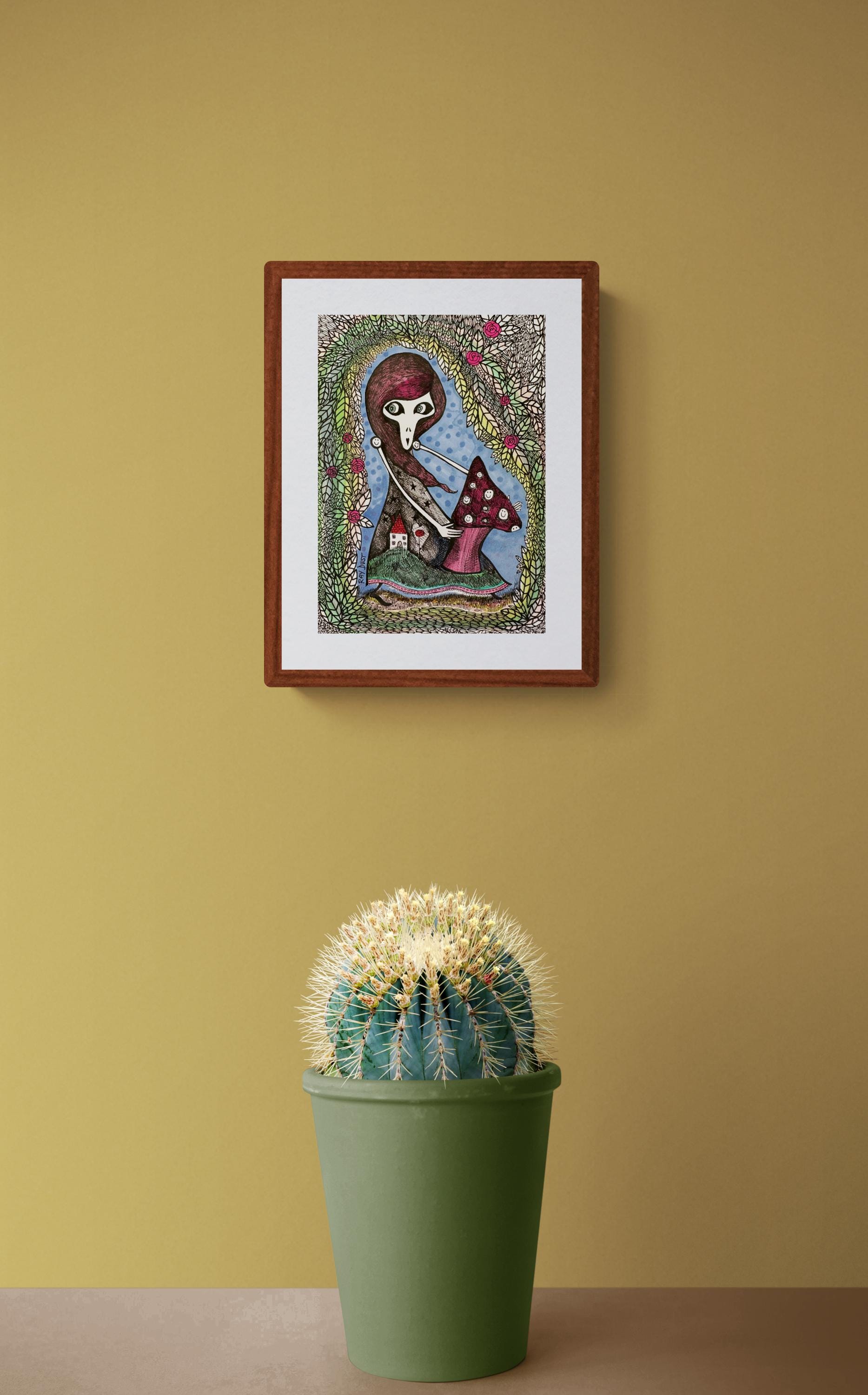 Original Skeleton Mushroom Thief Art Drawing Size 5"x7", Day of the ...