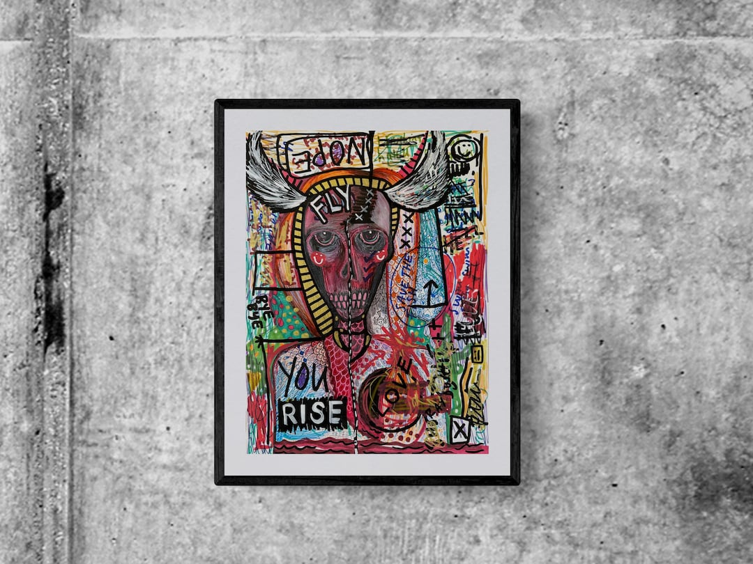 Original Graffiti Style Winged Portrait Art, 9"x12", Inspiring Skull ...