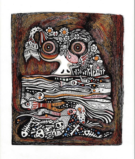 Abstract Fish Skeleton Drawing