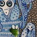 Original Art Blue Bird Illustration. 8 1/2x9. Blue and White. Girl ...