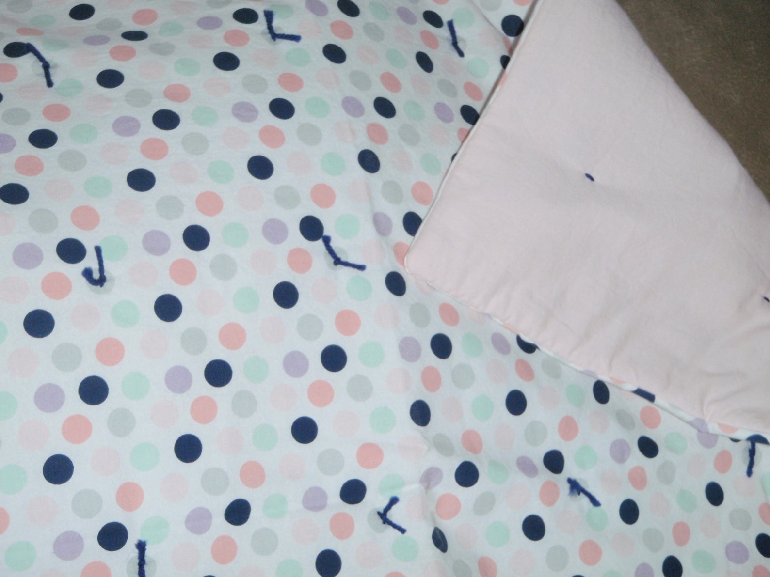 Pink and Blue Polka Dot Baby Quilt - Etsy