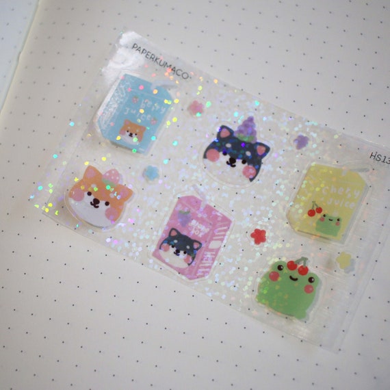 Kawaii Animals Juice Box Snack Pastel Cute Holographic Sticker - Etsy