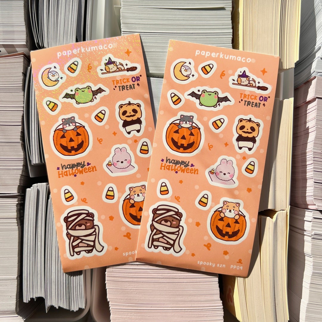 Spooky Szn Shimmer Sticker Sheet Kawaii Animals Planner Stickers - Etsy