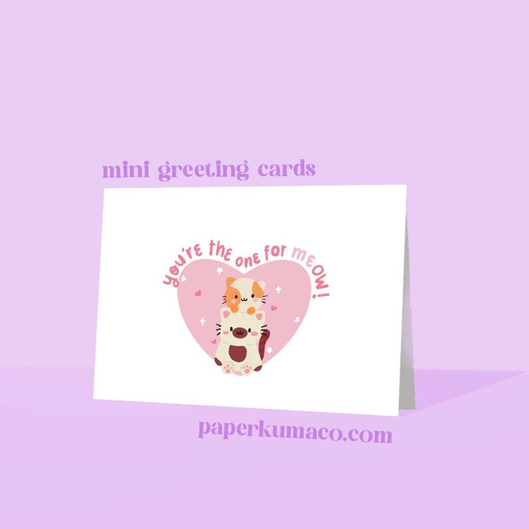You're the One for Meow Greeting Card Cute Note Card Friendship Love ...