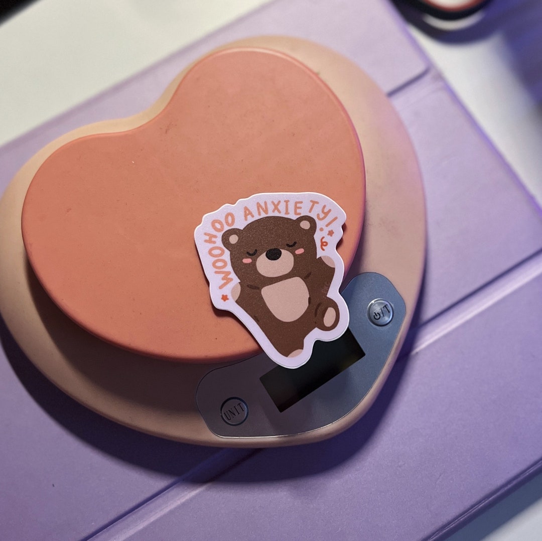 WOOHOO Anxiety Die Cut Sticker // Bear Waterproof Vinyl Stickers for ...
