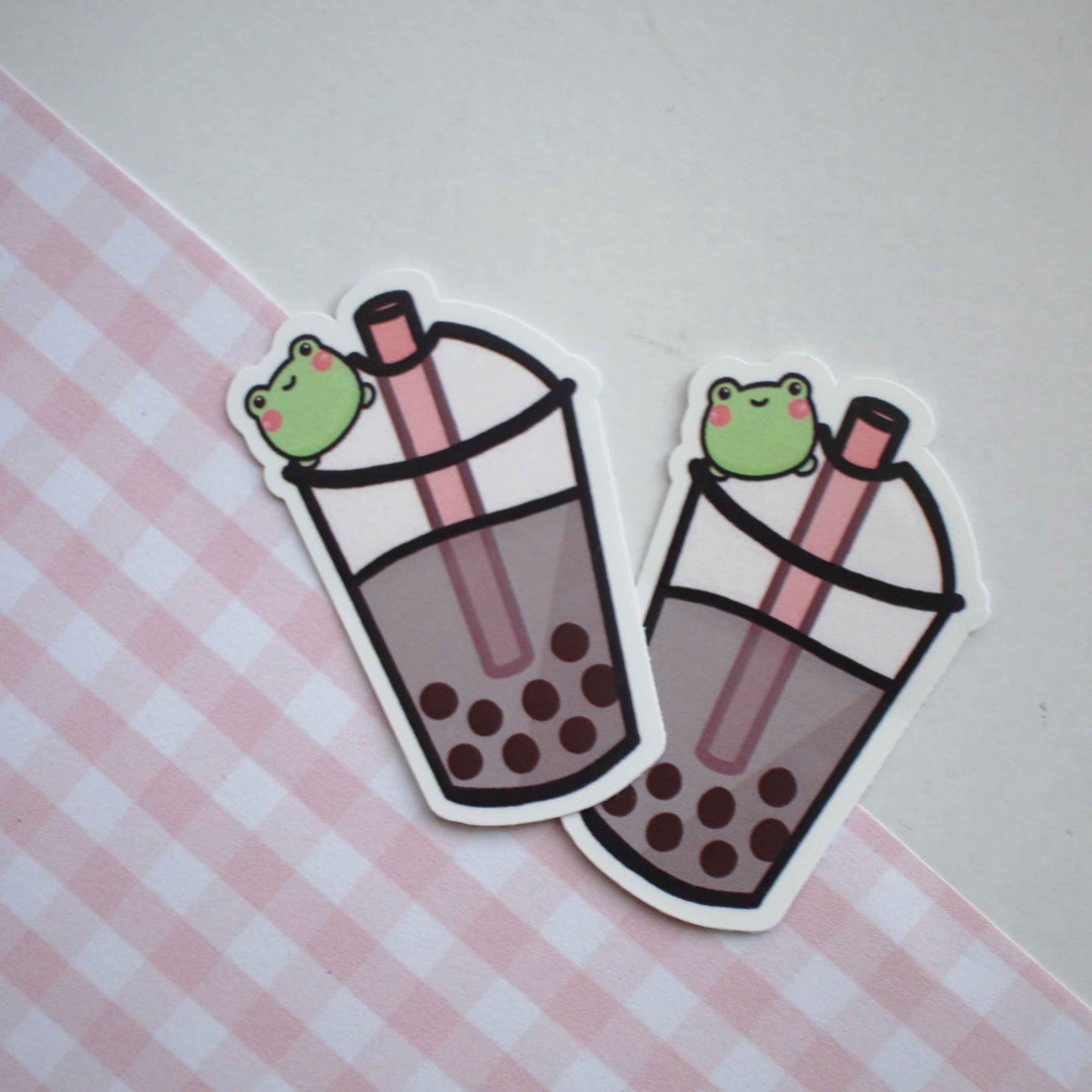 Lili Frog Boba Stationery Pastel Vinyl Sticker Flake - Etsy