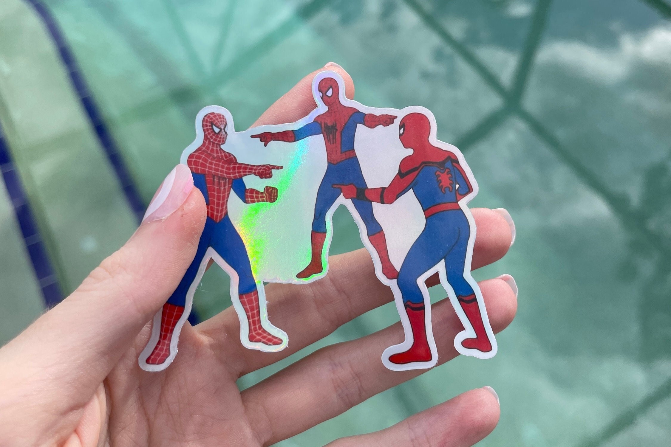 Holographic Spider-Man Pointing Meme Sticker Laptop Electronics ...