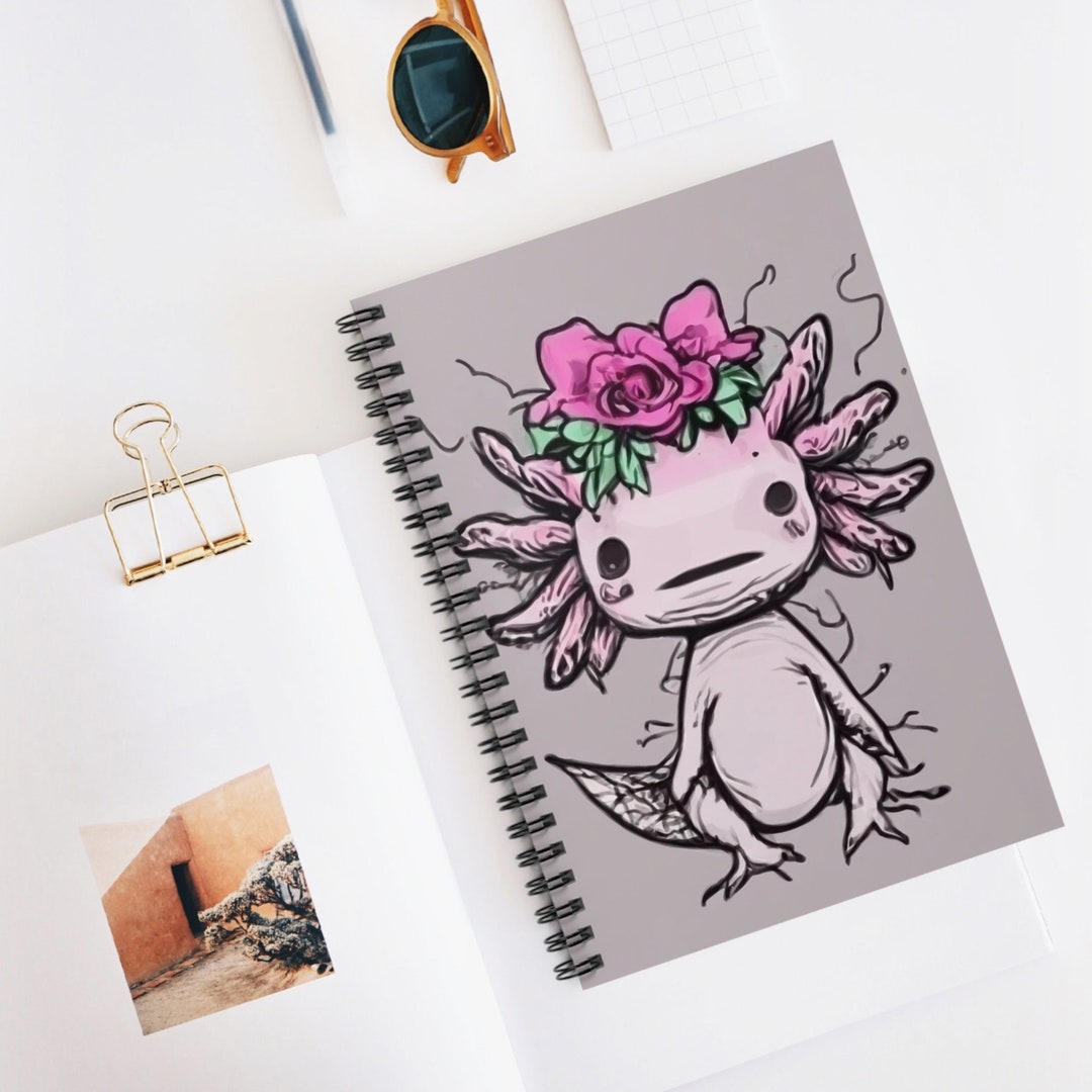 Flowery Axolotl Spiral Notebook Ruled Line Journal - Etsy