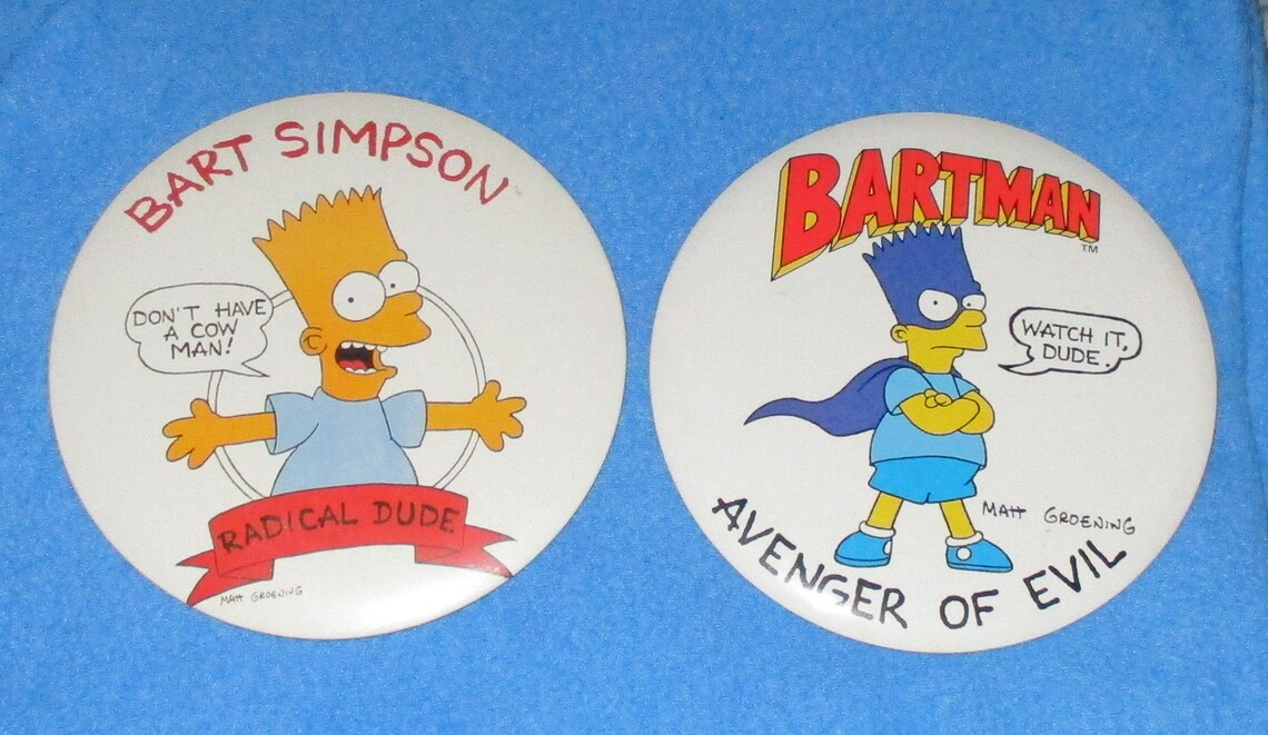 2 Vintage BART SIMPSON Pins 5” Buttons the Simpsons - Etsy