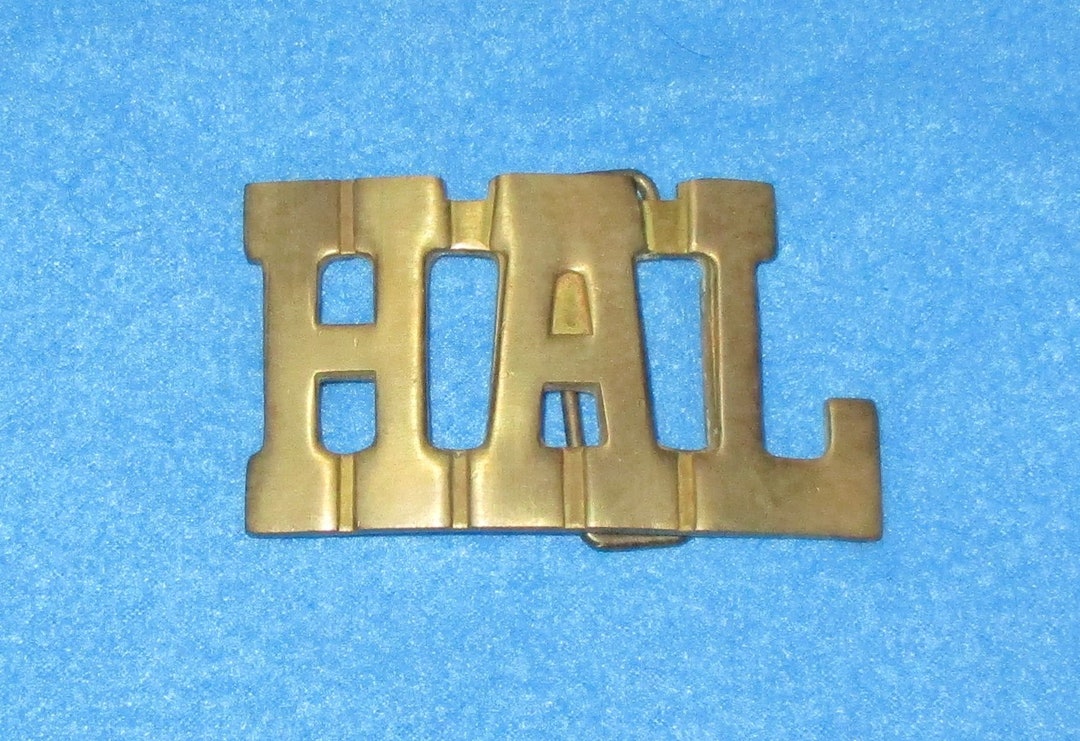 Vintage 1980's HAL SOLID BRASS Name Belt Buckle Country Hipster Cool ...