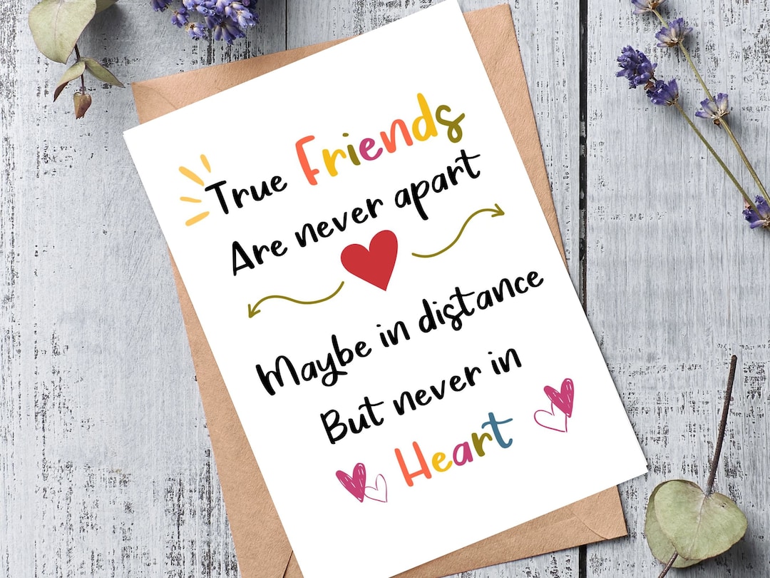 True Friends Are Never Apart Card, Long Distance Friend, Thank You Card ...