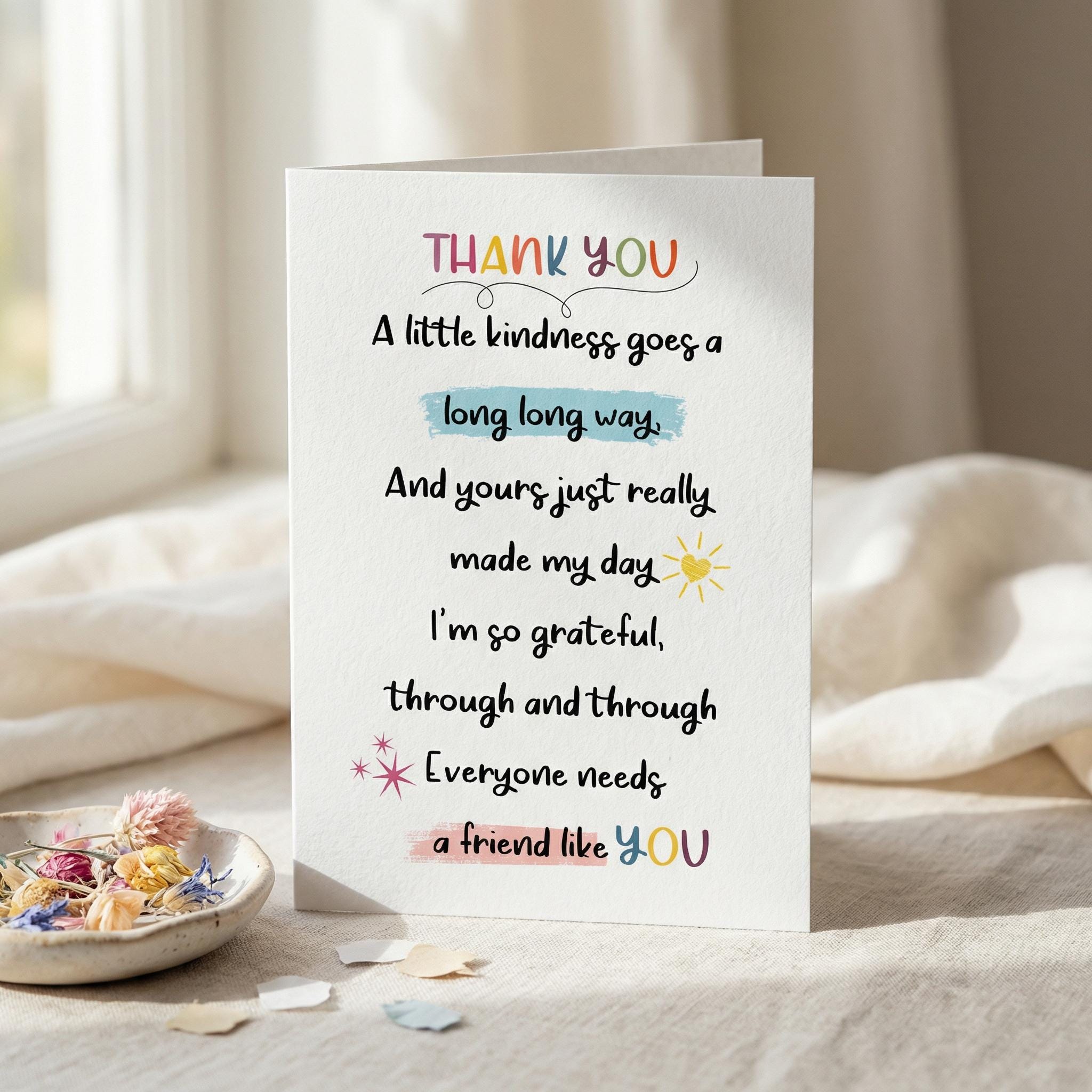 Thank You Card With Positive Quote, Special Friend Appreciation ...