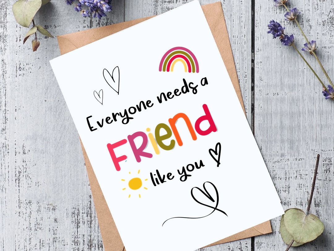 Thank You Friend Card, Good Friend Card, Positivity Card, Best Friend ...