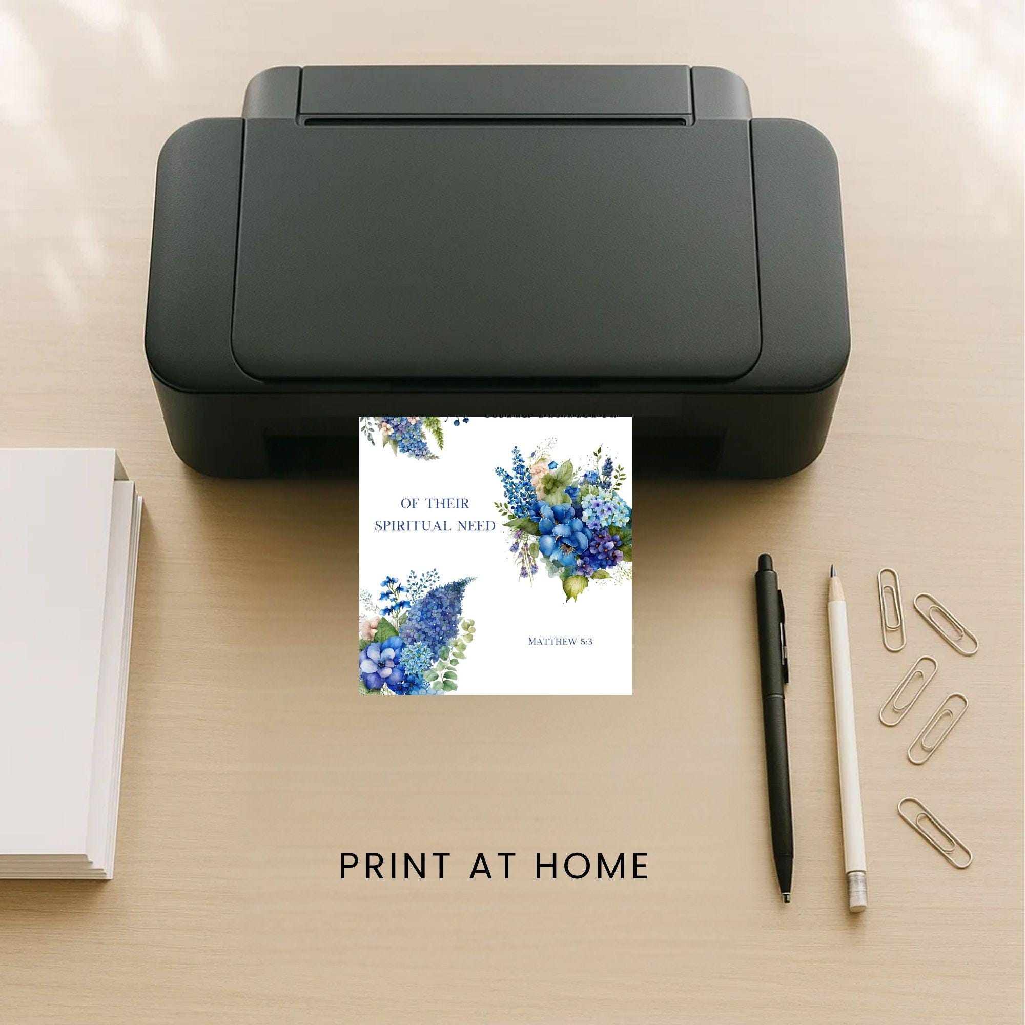 JW Year Text 2026 Printable Cards – Matthew 5:3, Floral Design, 3 Sizes ...