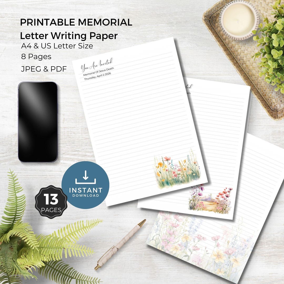 JW Memorial 2026 Letter Writing Paper, Floral Printable Download PDF - Etsy