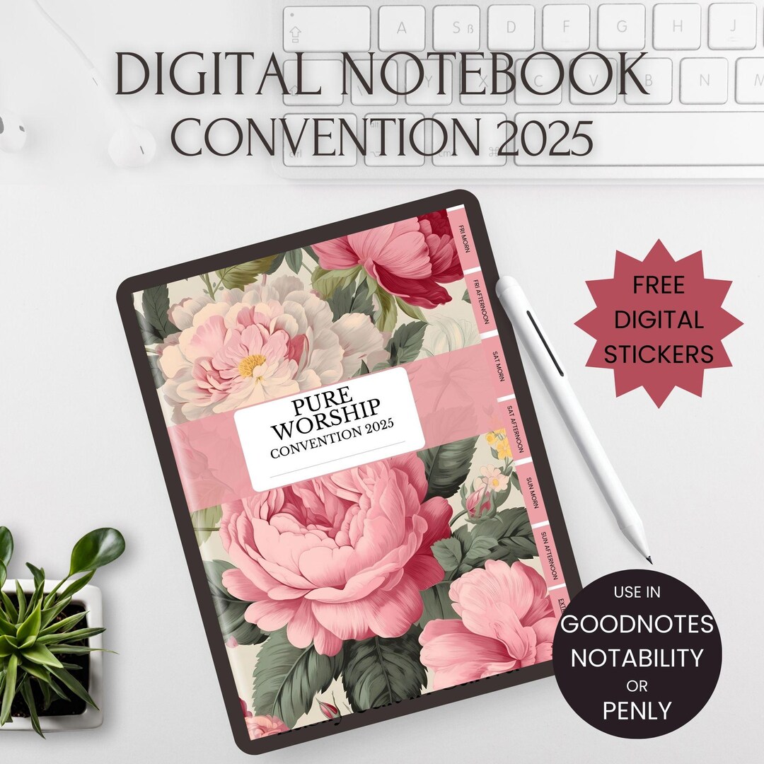 JW Convention 2025 Digital Notebook, Vintage Roses Hyperlinked PDF ...