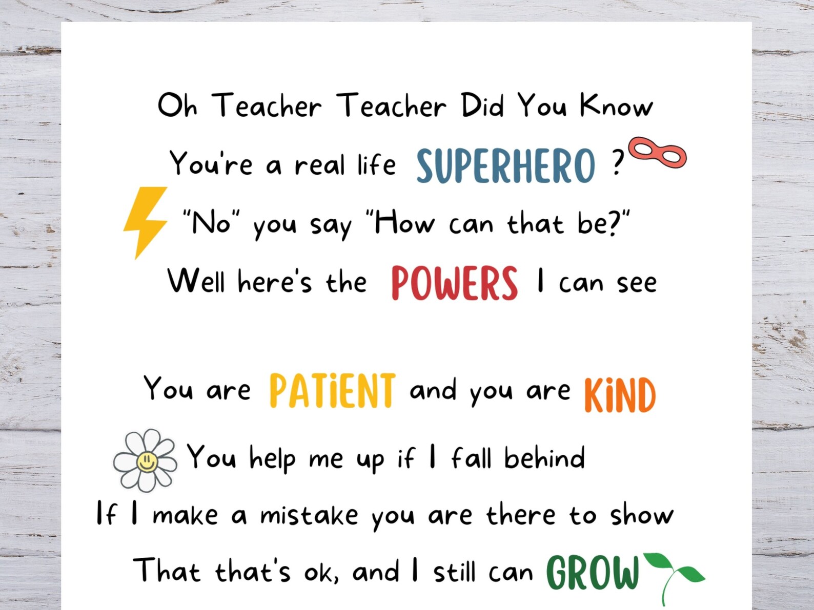 Superhero Teacher Card, Teacher Appreciation Card End of Year, Thank ...