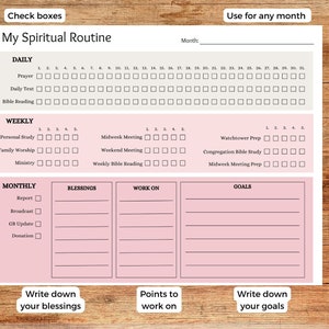JW Spiritual Routine Checklist, Spiritual Goal Tracker Printable ...