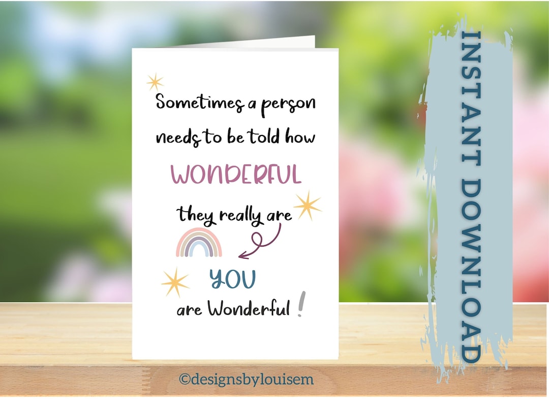 Amazing Person Card Printable Download, Thank You Card, Positivity Card ...