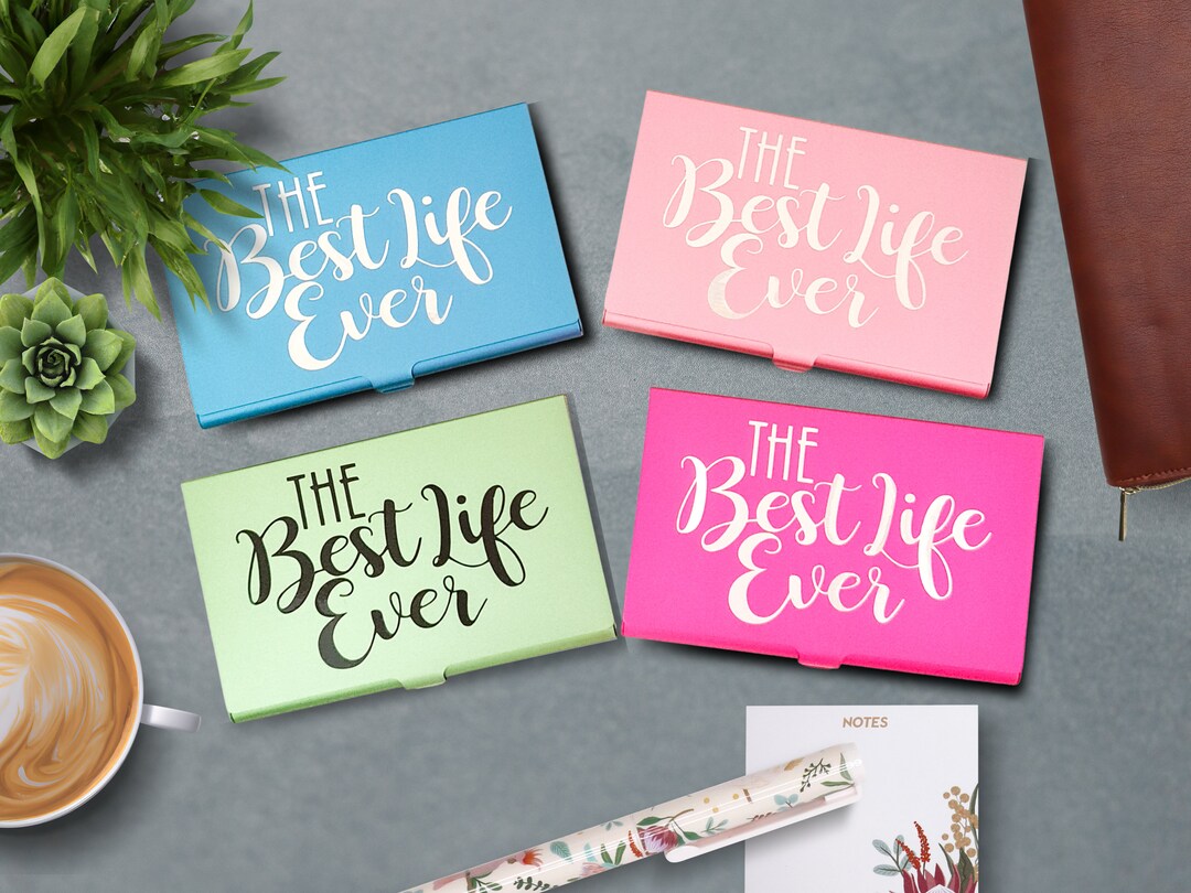 JW Contact Card Holder, Metal Business Card Holder, Best Life Ever ...