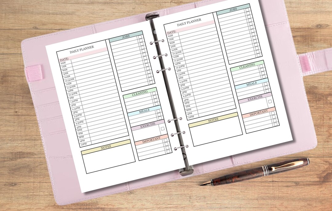 A5 Daily Planner Inserts Printed, Time Blocking Sheet, Daily to Do List ...