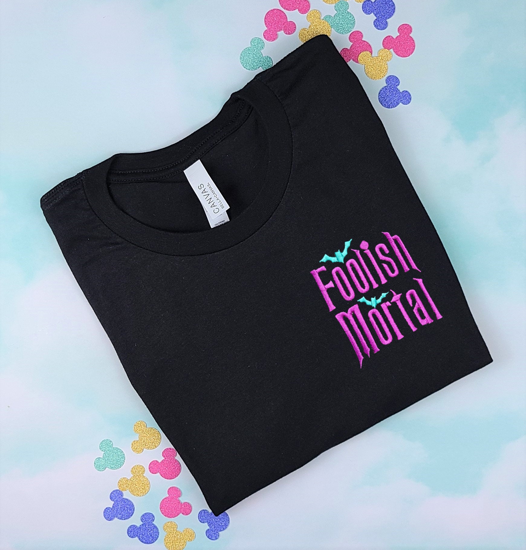Foolish Mortal Black Embroidered Shirt | Disney World Shirt | Haunted ...