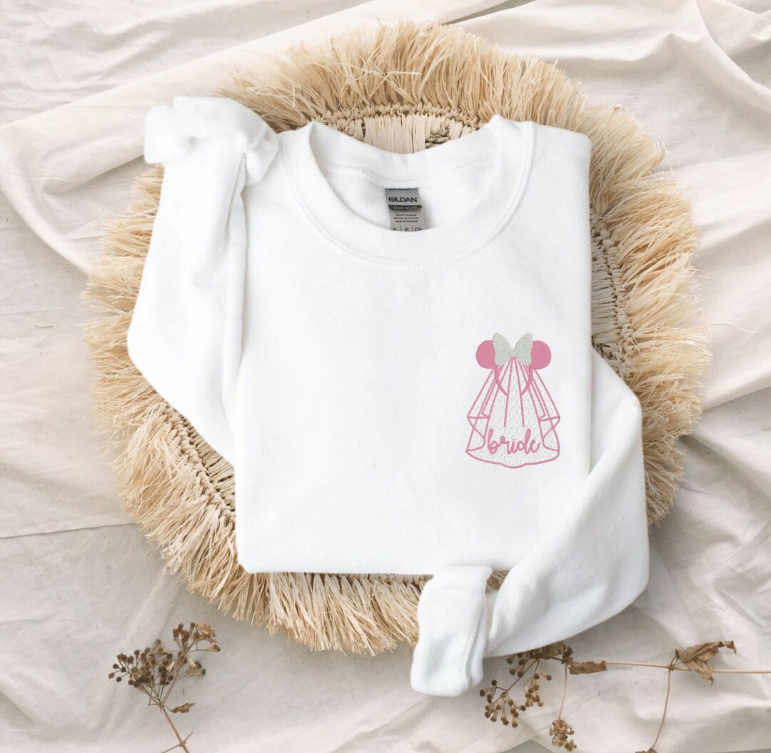 Embroidered Minnie Veil Bride Crewneck Sweatshirt | Bridal Gift ...