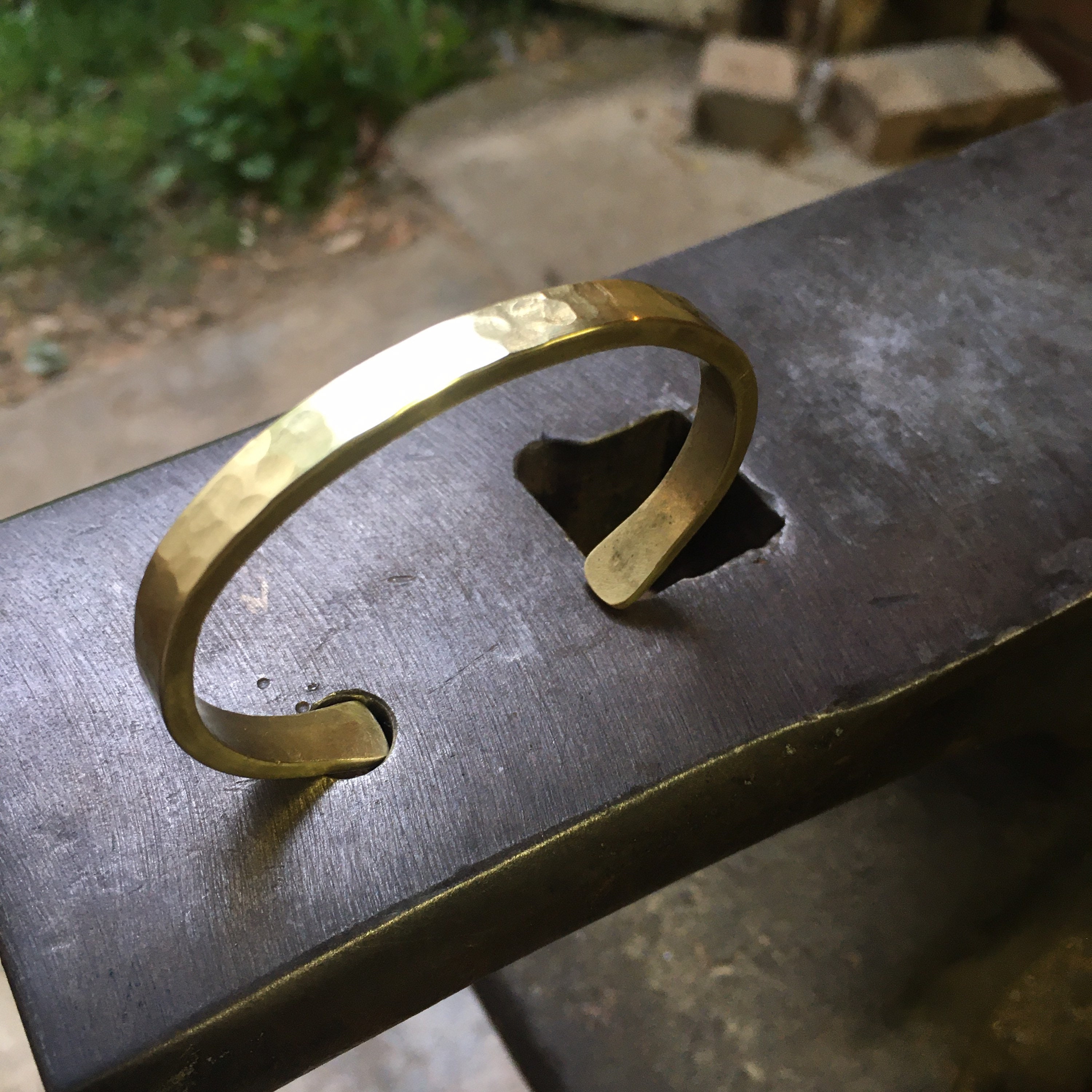 Brass Cuff Bracelet Hammered Raw Brass Cuff // Minimalist | Etsy