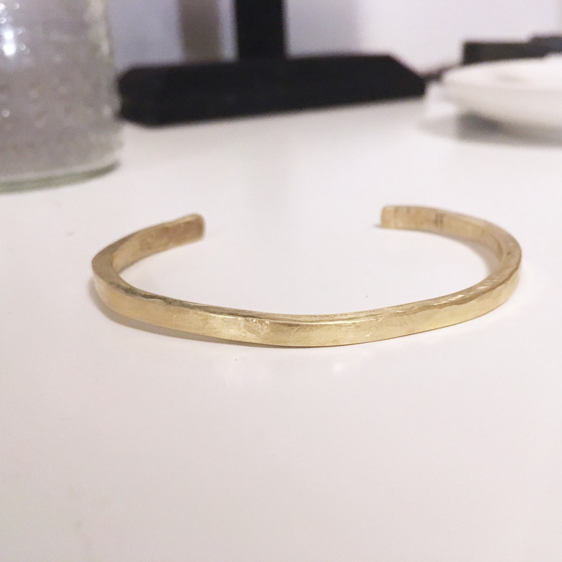 Skinny Brass Cuff Bracelet Raw Brass Cuff Hammered Brass | Etsy