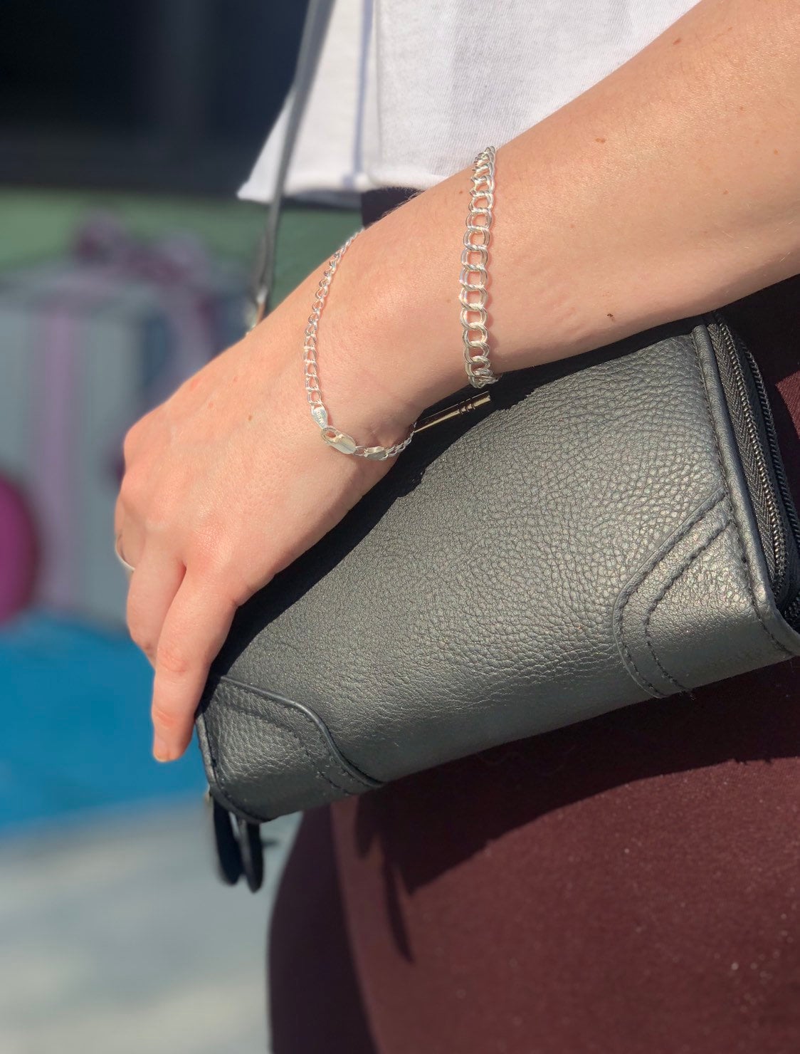 Small Link Sterling Silver Charm Bracelet | Charm Bracelet | Stacking ...