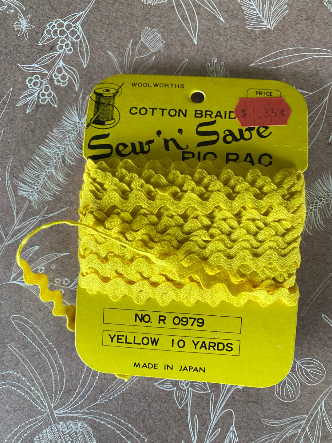 Vintage Woolworths Ric Rac Card, 10 Yards Yellow Cotton Braid - Etsy