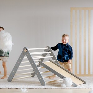 Climbing Triangle Wall Set With Slide: Montessori Gymnastic Ladder - Etsy